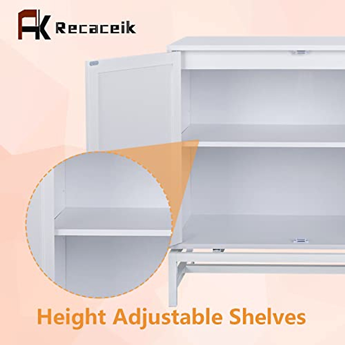 DKLGG Rattan Sideboard Buffet Cabinet Set of 2, Kitchen Sideboards and Buffets Cabinet with Storage, Accent Cupboard Cabinet with 2 Doors for Living Room, Dining Room, White, 31 x 15 x 31 inches