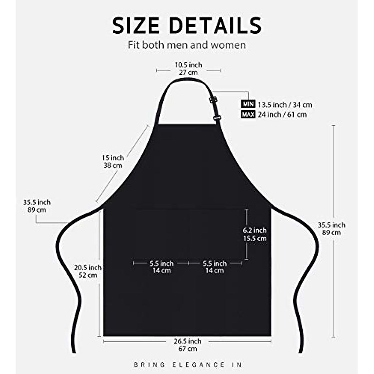 Syntus 4 Pack Adjustable Bib Apron Waterdrop Resistant with 2 Pockets Cooking Kitchen Aprons for Women Men Chef, Black