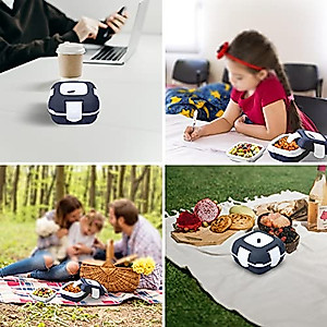 Lunch Box - Pinnacle Insulated Leak Proof Lunch Box for Kids/Adults - Stainless steel Thermal Bento-Style Lunch Box Container With Additional Tray for Salad/Soup (Navy, 16 oz)