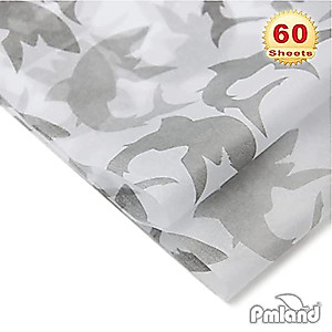 PMLAND Premium Quality Gift Wrap Printed Tissue Paper - Gray Shark Patterned - 15 Inches X 20 Inches 60 Sheets