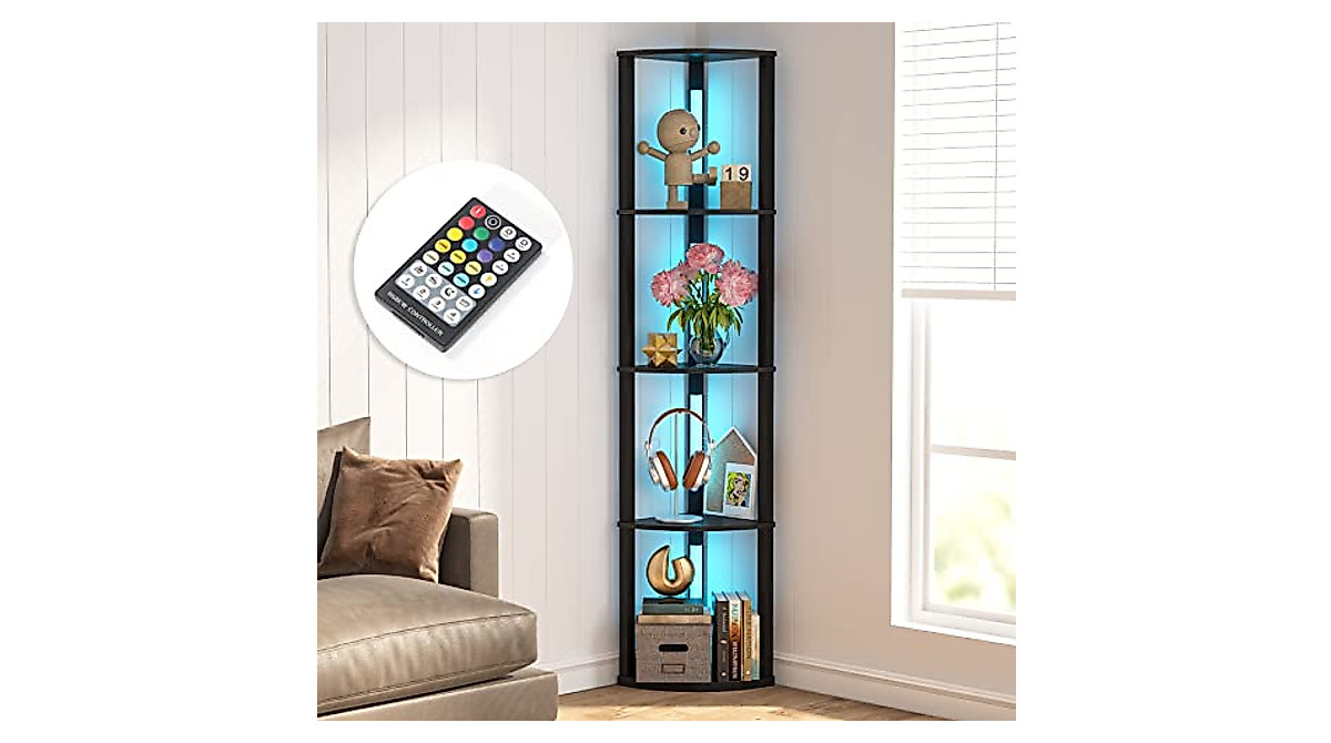 Tribesigns Corner Display Shelf with LED Lights