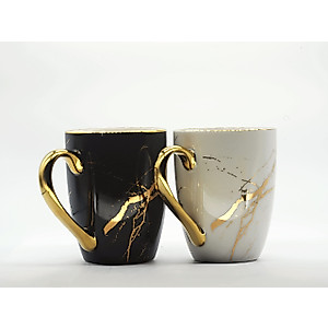 Set of Golden Marble White and black coffee mug ceramic tea cup for men women Christmas gift Perfect for Coffee, Cappuccino, Tea, (WHITE & BLACK)