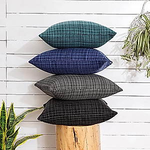 MIULEE Outdoor Waterproof Throw Pillow Covers Decorative Farmhouse Water Resistant Cushion Covers for Tent Patio Garden Couch Sofa Pack of 2, 20x20 Inch Black