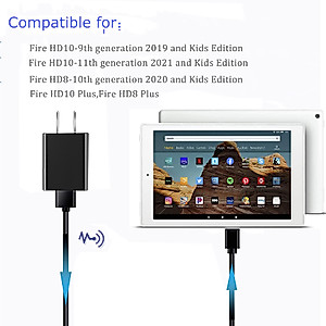 New HD10 Charger with 6Ft USB C Charging Cord Compatible for Fire HD10-11th Generation 2021 Release，Fire HD 10 Plus,Fire HD10 Kids Pro