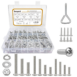 815pcs Machine Screws Assortment Kit,#6-32#8-32#10-24 Phillips Pan Head nut and Bolt Assortment Kit (with Lock&Flat washers・Wrenches) Stainless Steel Screw Bolt nut washers Assortment kit with case
