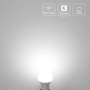 LE LED Light Bulbs 60 Watt Equivalent, 9W 800 Lumens Non-Dimmable, Daylight White 5000K, A19 E26 Standard Medium Base, 10000 Hour Lifetime 5 Count (Pack of 1)