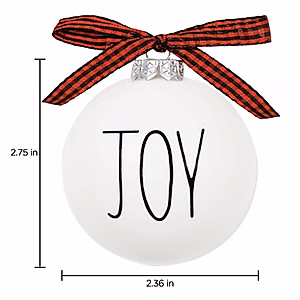 Christmas Ornaments - Set of 12 Shatterproof White Bulbs Adorned with Buffalo Plaid Bows - Rustic Farmhouse Christmas Tree Decorations for Xmas Tree Decor