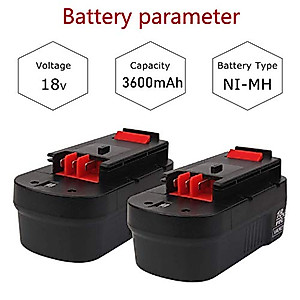 VANON 2Pack HPB18 3.6Ah 18V Replacement for Black and Decker 18V Battery HPB18-OPE 244760-00 A1718 FSB18 FEB180S A18 FS18FL(Three prongs for Black & Decker).