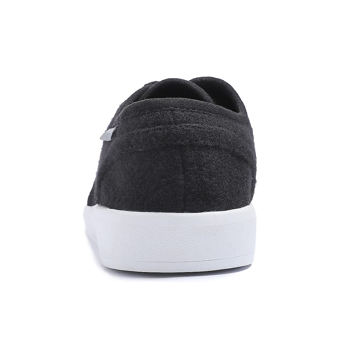 FEVERSOLE Comfort Women's Casual Slip On Sneaker Comfort Cupsole Loafer Flats Faux Woolen Soft Black Lace-Up 7.5 M US