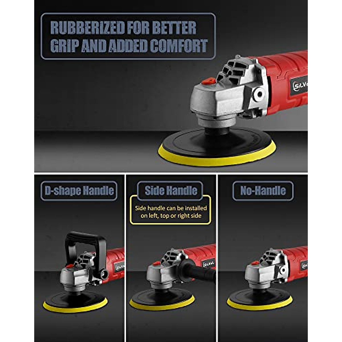 SILVEL Buffer Polisher, 1600W 7 Inch/6 Inch Rotary Car Buffer Polisher Waxer, 7 Variable Speed 1000-3500 RPM, Detachable Handle for Car, Boat Sanding, Polishing, Waxing