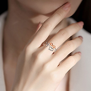 Dreamboat Infinity Heart Rings for Women 925 Sterling Silver Heartbeat Faith Hope Love Open Band Finger Ring Birthday Christian Jewelry Gift