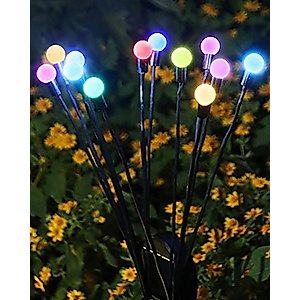 XEJJ 2PCS Solar Starburst Swaying Garden Light, Solar Powered Firefly Garden Lights Outdoor, Swaying When Wind Blows Solar Garden Lights Outdoor Decorative String Lights (COLOR6), 28in