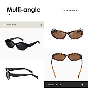 kimorn Sunglasses Womens Men Cat eye Trendy Retro Trendy Oval Sun Glasses K1570 (Black+Tortoiseshell Brown)