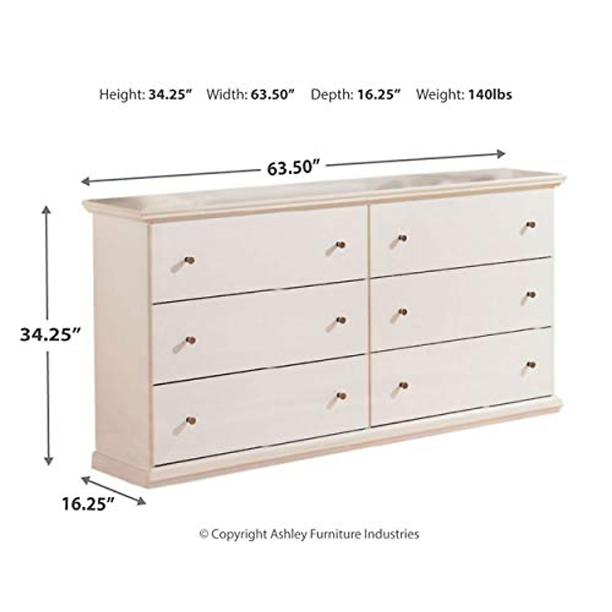 Signature Design by Ashley Bostwick Shoals Children's Traditional 6 Drawer Dresser, White