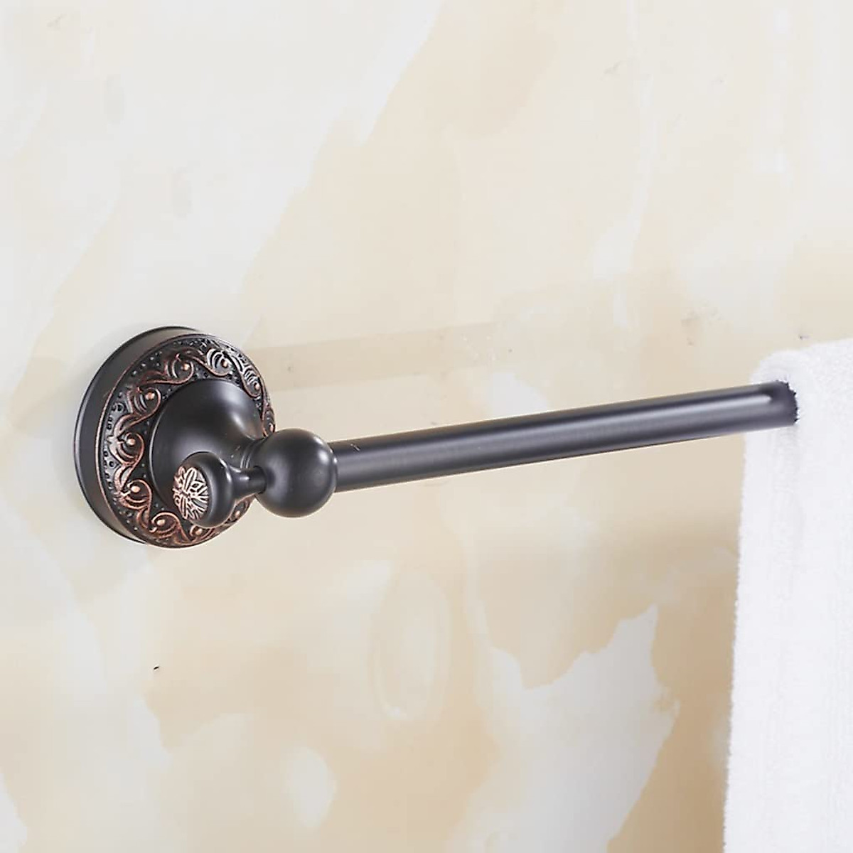 Bath Towel Bar Black Towel Rack, Single-bar American All-Copper Towel Rail, Retro Bathroom Pendant European-Style Toilet Towel Bar Towel Holder
