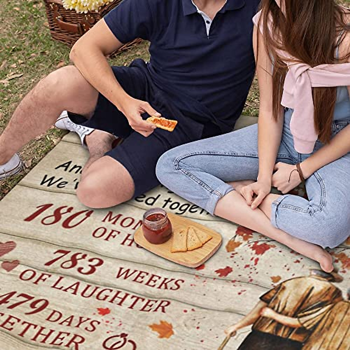 OWL QUEEN Gifts for 15th Anniversary Blanket 15th Wedding Anniversary 15 Years of Marriage Throw Blankets Gift for Husband Wife Couple Gifts for Dad Mom 50"x60"