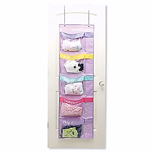 Personalized Pastel Colors Days-Of-The-Week Hanging Clothing Organizer Monday to Friday Kids Closet with Name Over-Door