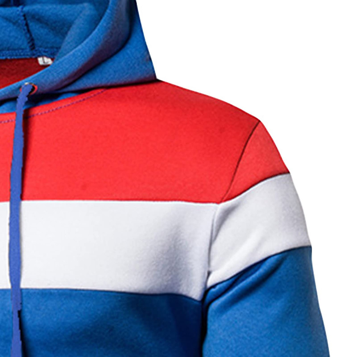 Maiyifu-GJ Men Zip Up Color Block Hoodies Blend Fleece Long Sleeve Sweatshirt with Kanga Pockets Zip Front Slim Hooded Hoodie (Blue,Large)