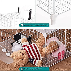 ANWBROAD Wire Cube Storage Organizer 12 Cube Metal Grids Shelves Storage Bins Shelving Stackable Modular Bookshelf Shelf Cubbies Unit Closet Cabinet for Living Room Office White LWT012T