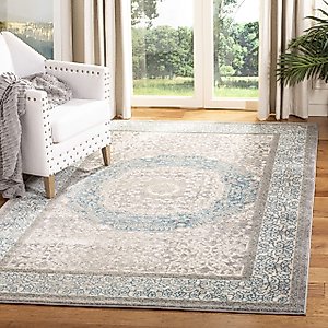 SAFAVIEH Sofia Collection 5'1" x 7'7" Light Grey/Blue SOF365A Vintage Oriental Distressed Non-Shedding Living Room Bedroom Area Rug