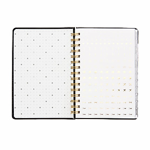 russell+hazel 2022-2023 A5 Academic Weekly Planner, Office Supplies, Black Vegan Leather, with Stickers, 5.625" x 8.25"