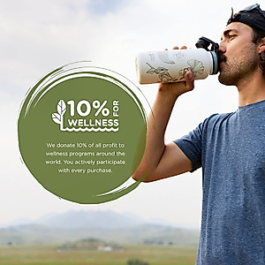 The Tea Spot Himalayan Tea Tumbler - Travel Bottle with Tea Infuser for Loose Leaf Tea or Iced Coffee - 32oz, White-Etched - Double-Walled Insulated Bottle - Keeps Drinks Hot & Cold for Hours