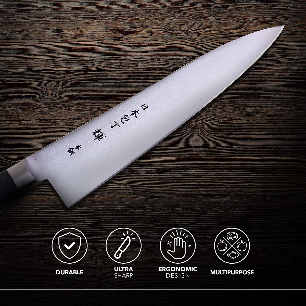 JCK ORIGINAL Kagayaki CarboNext Japanese Chef’s Knife, KC-5SES Professional Gyuto Knife, High Carbon Tool Steel Pro Kitchen Knife with Ergonomic Pakka Wood Handle, 7 inch