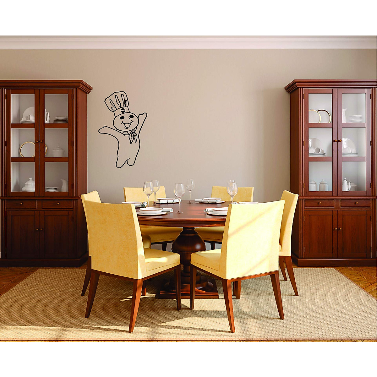 Pillsbury Doughboy Wall Decals for Walls/Pillsbery Dough-Boy Children Cartoon Character Sticker Art/Kitchen Design Cooking Decor/Baking Vinyl Decal Dough Boy Cookies Rolls Chef Size 10x8 inch