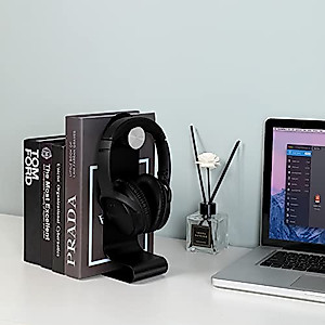 aplslpa Headphone Stand, Headset Stand – Spline – Aluminum Alloy Desk Earphone Stand with one Body Solid Design, for Medium and Small Size Headphone (Licorice Black)