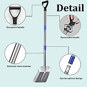 Snow Shovel 55 inches- Emergency Long Metal Snow Shovel with D Grisp Handle, Aluminum Stainless Steel Lightweight Portable Sports Utility Tool for Garden, Camping Ourdoor Yard Cars, House(Small)
