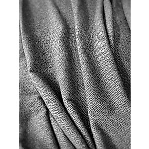 Eikei Wool Throw Blanket Geo Diamond Pattern Oversized Couch Throw Blanket Fringe Trim Soft Merino Woolen Afghan Minimalist Style Lightweight Machine Washable (Charcoal, 55Wx78L)