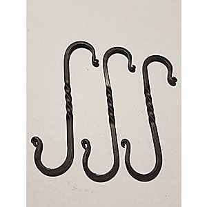 Wrought Iron Twisted Hook Large"S"- Lot 3 Hand Made - Powder Coated