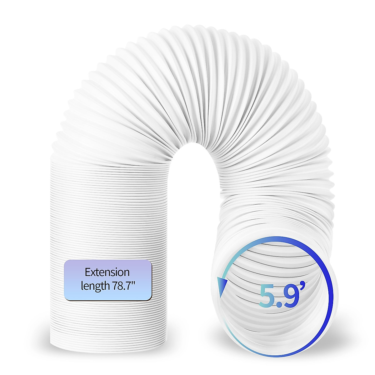 Portable Air Conditioner Exhaust Hose - 5.9 Inch Diameter, 78 Inch Length, Anti-Clockwise Thread