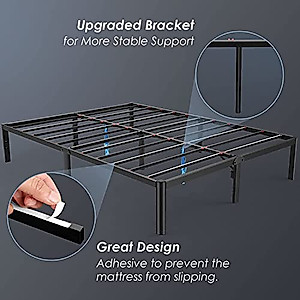 Devo Queen Bed Frame 14 Inch Heavy Duty Metal Platform Beds No Box Spring Needed with Sturdy Steal Slats Mattress Foundation Support Up to 3000 lbs, Easy Assembly, Noise Free,81x61inch, Black