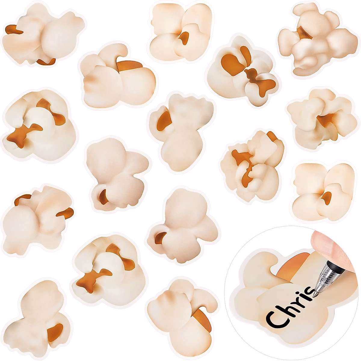 60 Packs Popcorn Mini Accents Fake Popcorn Various Popcorn Stickers with 60 Packs Glue Point Dots Popcorn Decorations for Classroom Blackboard Bulletin Board Wall School