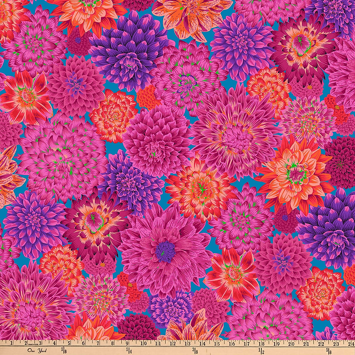 Kaffe Fassett Collective Dancing Dahlias Red Fabric by the Yard
