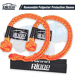 RIOOP 2 Pcs Soft Shackle 1/2 Inch X 24 Inch Synthetic Soft Shackle Recovery Kit 55000lbs Breaking Strength Off Road Towing Shackles for ATV, SUV, Trucks,4x4(Orange)