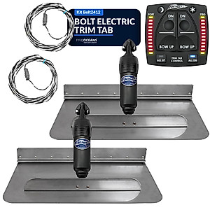 Bennett Bolt Electric Trim Tab System 24" x 12", Includes Integrated Helm Control, Actuators, Wires Harnesses and Mounting Hardware, Complete Kit BOLT2412, 12V DC - FO4585