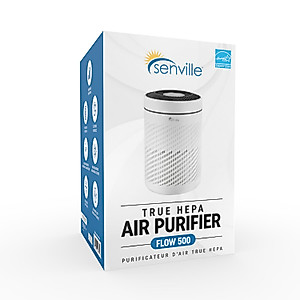 Senville Air Purifier for Home Allergies, Pet Hair in Bedroom, 3-in-1 HEPA Filter, Dust, Smoke, Pollutants, Odor, Flow 500, White