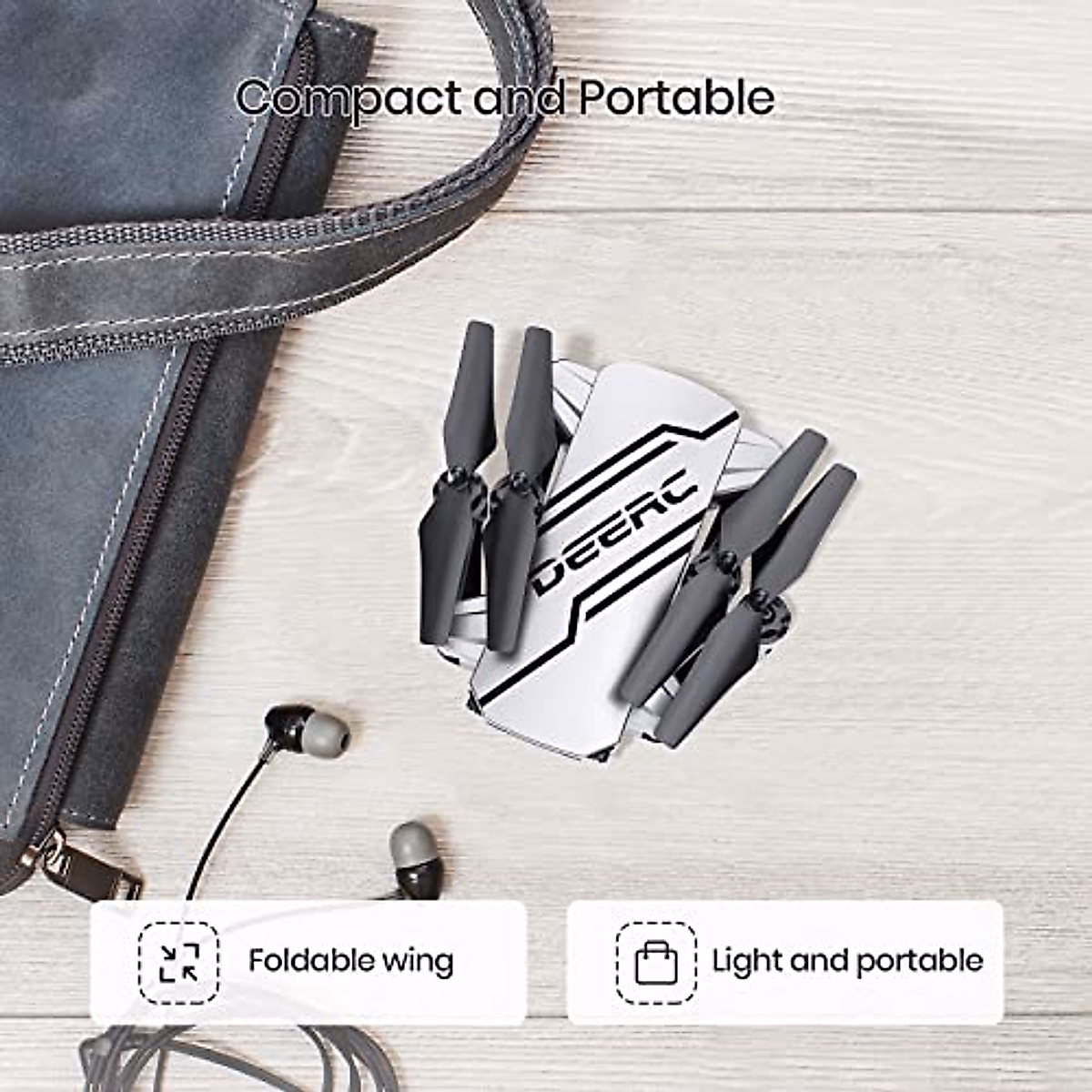 DEERC D20 Mini Drone for Kids with 720P HD FPV Camera Remote Control Toys Gifts for Boys Girls with Altitude Hold, Headless Mode, One Key Start Speed Adjustment, 3D Flips 2 Batteries, Silver