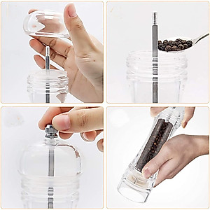 1PC Clear Acrylic Pepper Grinder Mill 5 Inch Salt and Pepper Shaker Salt Grinder Pepper Mill Shakers Refillable with Adjustable Coarseness Ceramic Rotor