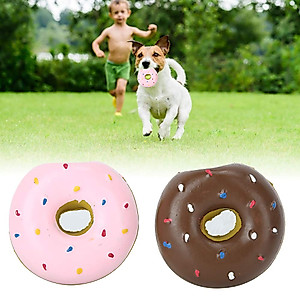 Latex Donut Dog Toy,Latex Hundespielzeug Donut Dog,Donut Squeaky Dog Toy,2Pcs Latex Pet Doughnut Shape Sounding Teeth Cleaning Chewing Biting Interactive Training Toy for Dogs
