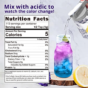 Butterfly Pea Flower Powder 4oz | Natural Blue Food Coloring for Drinks, Baking, Smoothies | Vegan, Non-GMO, Gluten-Free, No Additives