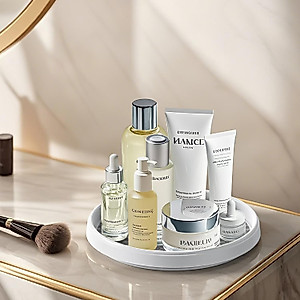 Pretireno Lazy Susan Turntable 2 Pack , Non-Skid Lazy Susan Organizer 10 Inch for Cabinet, Pantry, Kitchen, Countertop, Vanity Display Stand White/Gray