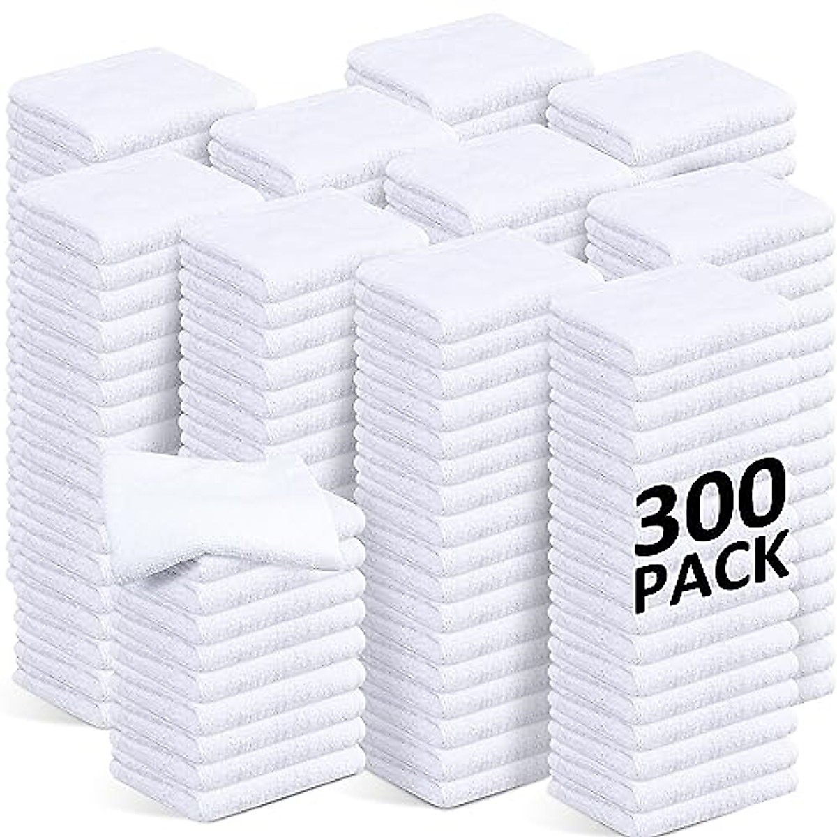 300 Pcs Cotton Terry Towel Bulk Cleaning Cloths White Cotton Terry Cloth for Cleaning Bar Rags Bulk High Absorbent Multipurpose Terry Shop Towels or Home, Kitchen, Automotive, Garage (12 x 12 Inch)
