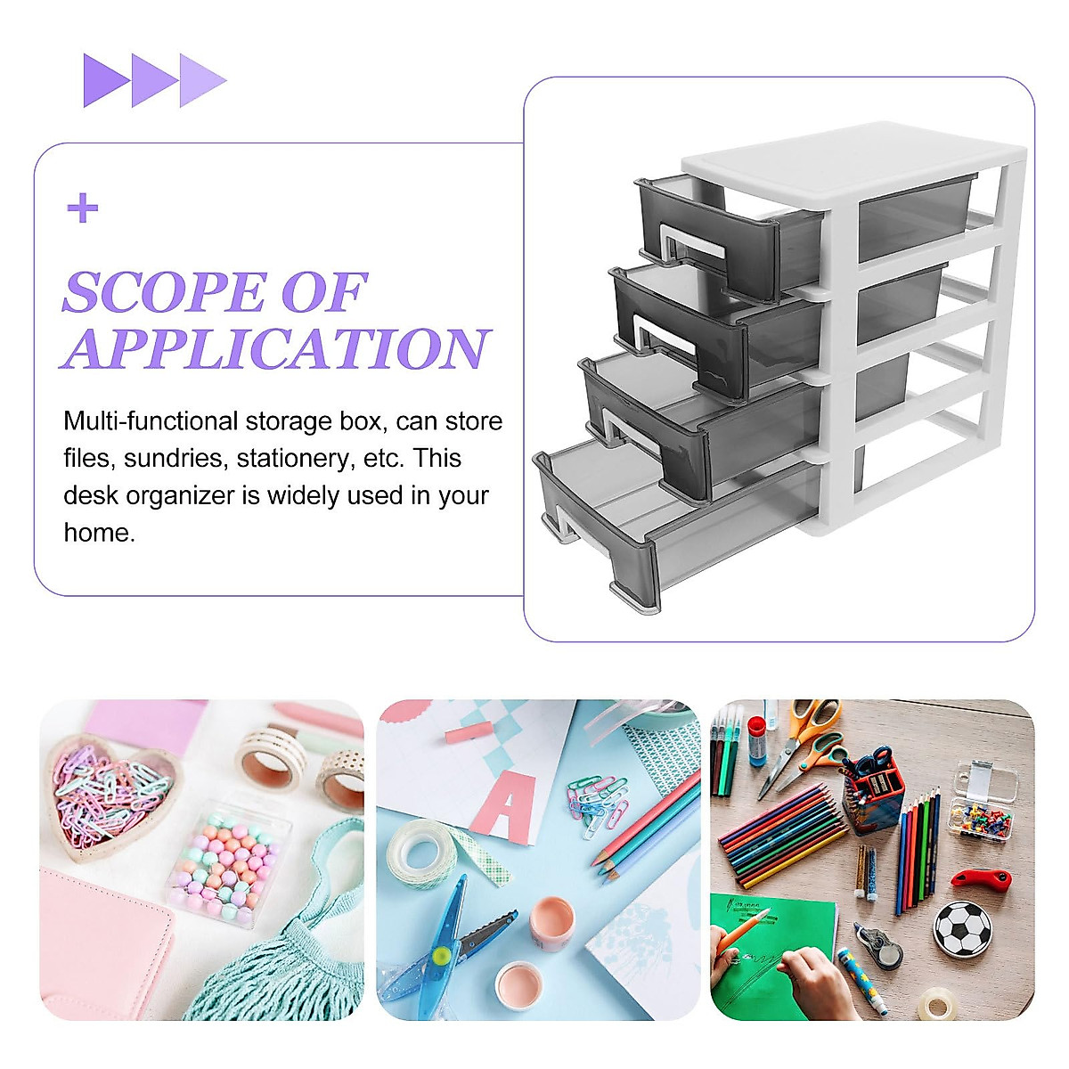 BESPORTBLE 4 plastic drawer Plastic Storage Drawers- Drawer Storage Organizer White Frame with Clear plastic desktop drawers Drawers