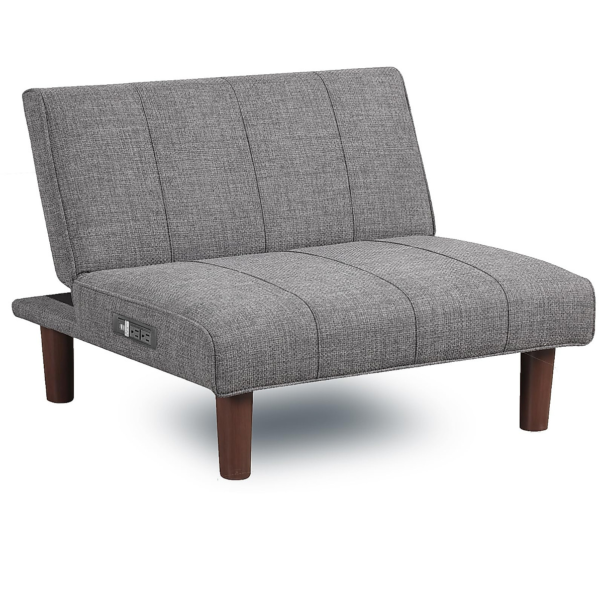 JUBILOOM Mini Sofa Couch, Recliner Small Futon (USB Port), Armless Comfy Living Room Futon Couch with Adjustable Backrest for Living Room, Small Space, Office, Reception, Dark Grey,305DR1USB