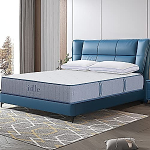 Memory Foam and Innerspring Hybrid Mattress, 14 Inch Double-Sided Cal-King Size Mattress with 2 Bonus Pillows, Flippable Mattress with Breathable Soft Fabric Cover, Bed-in-a-Box, Medium and Firm