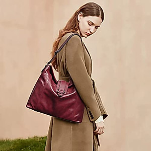 S-ZONE Women Large Hobo Purses Bag Soft Shoulder Tote Handbags Vegan Leather