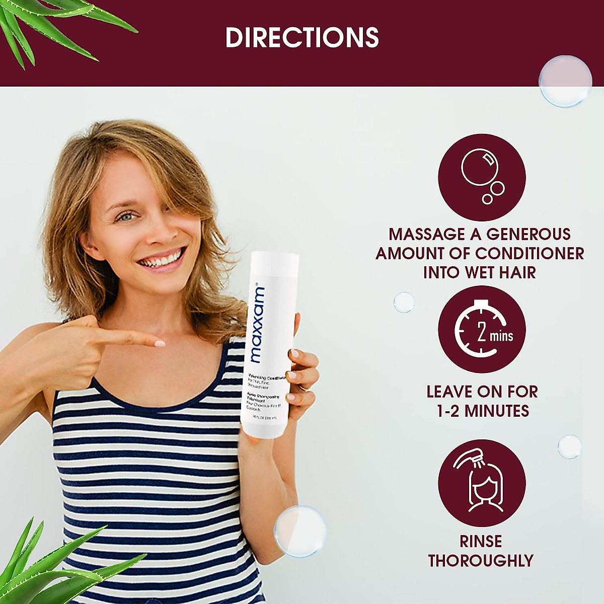 Maxxam Thickening Conditioner for Thin and Fine Hair, Daily Volumizing Hair Conditioner for Color Treated Hair, 10 Fl Oz